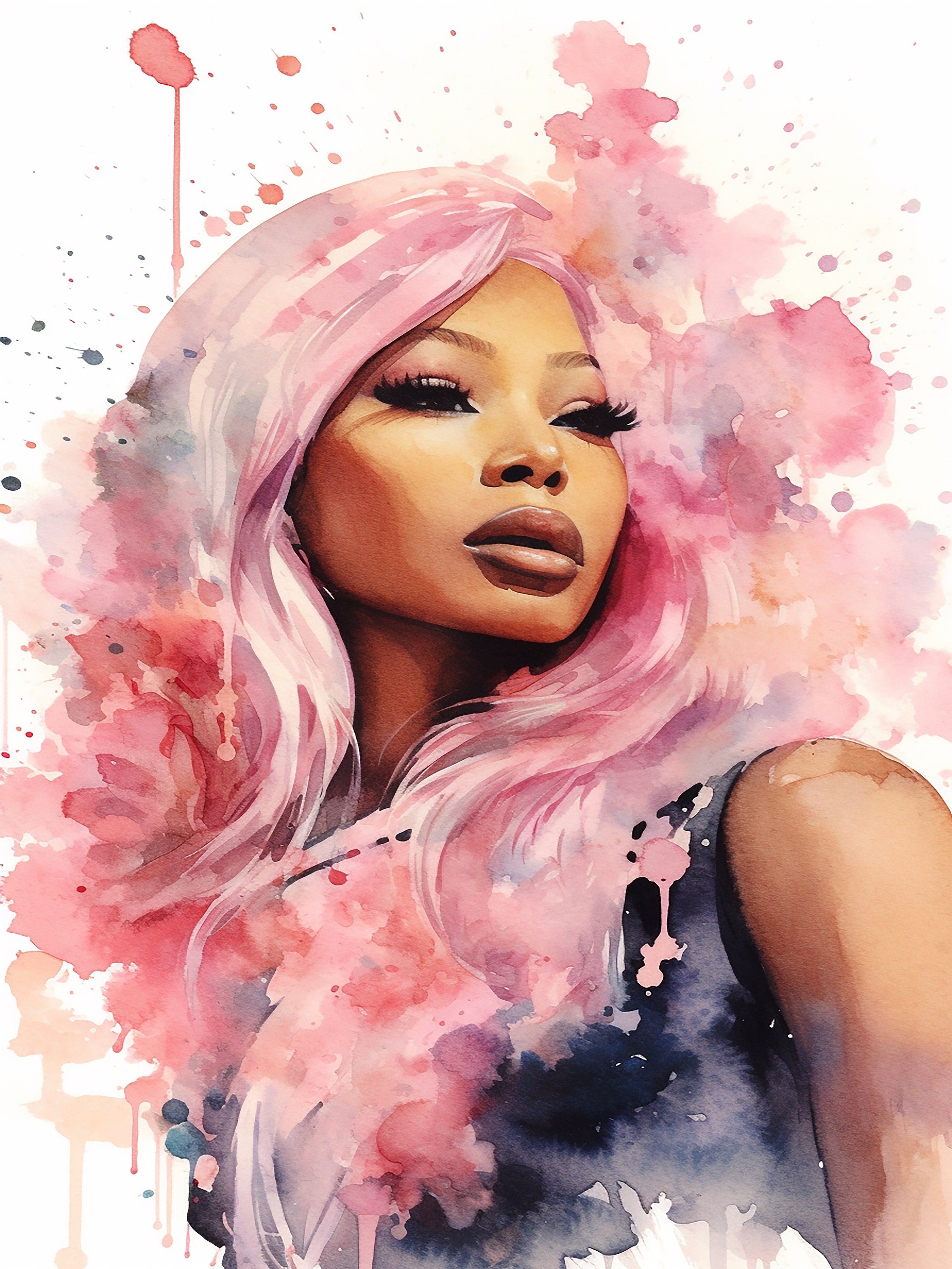Nicki Minaj Digital Art | Watercolor Portraits | Unique Pop Art Design ...
