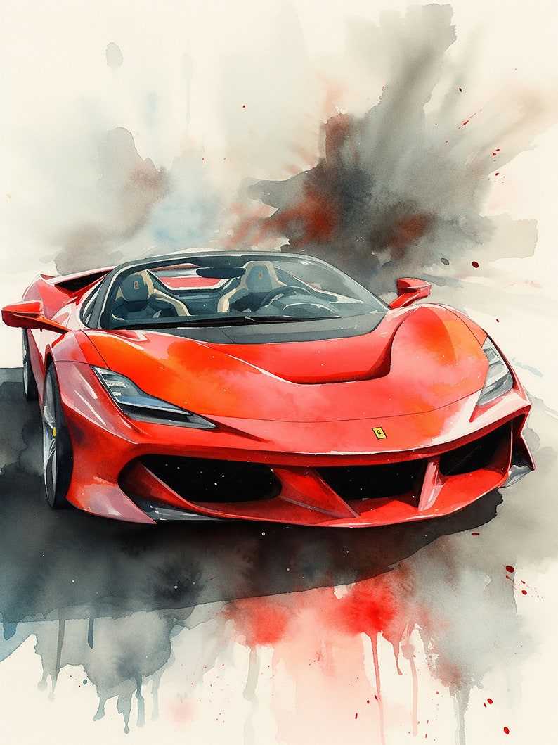 Ferrari SF90 Spider Digital Art | Watercolor Print | Exquisite Car ...