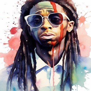 Lil Wayne Digital Art | Watercolor Portraits | Unique Pop Art Design ...