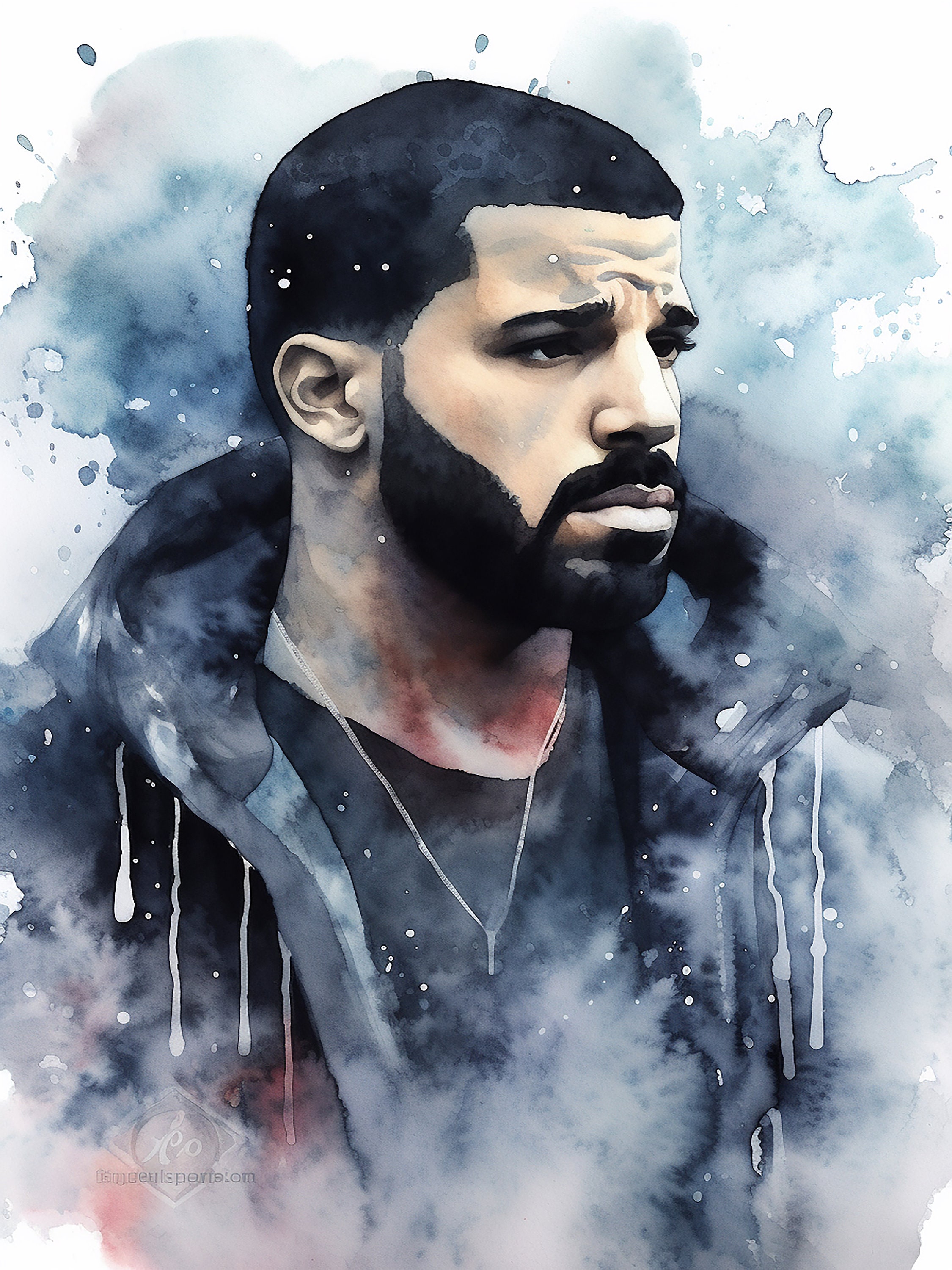 Drake Digital Art Watercolor Portraits Unique Pop Art Design Instant ...