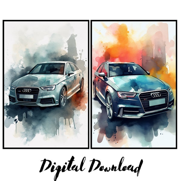 Audi RS7 Digital Art Watercolor Print Sleek Car Poster Instant Download ...