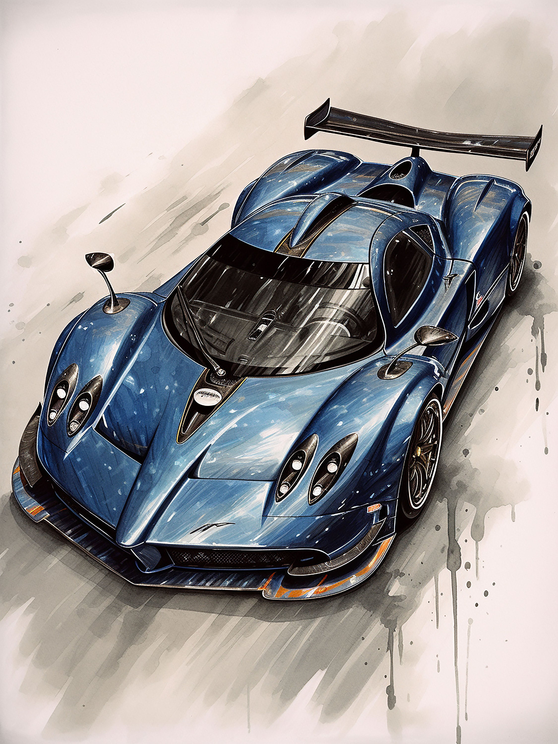 Pagani Zonda R Digital Art | Watercolor Print | Exquisite Car Poster ...