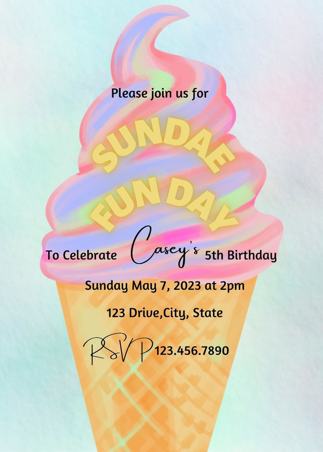 Sundae Funday Birthday Party Invitation - Etsy