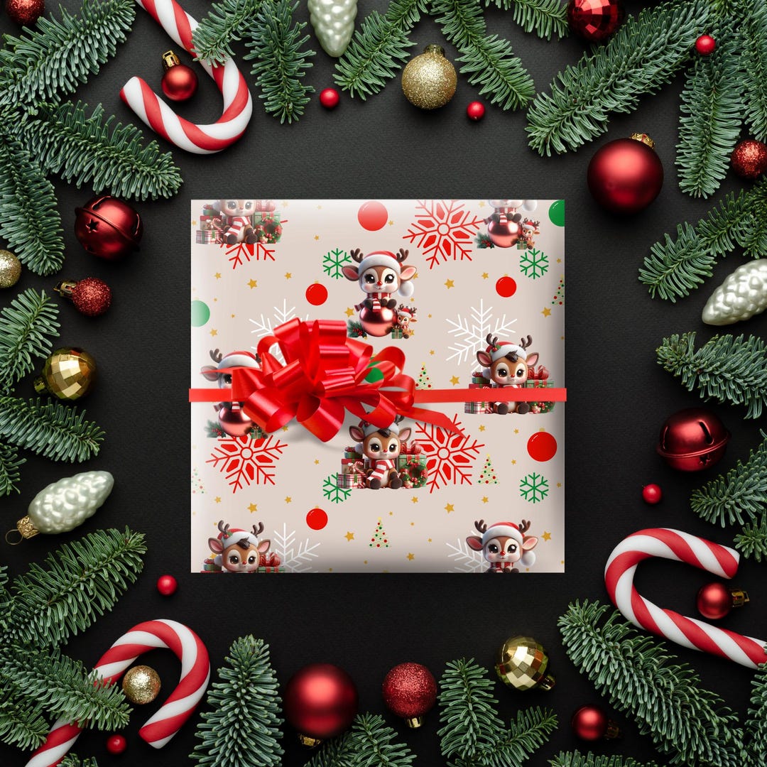 Rudolph Christmas wrapping Paper Festive Wrapping Paper - Etsy