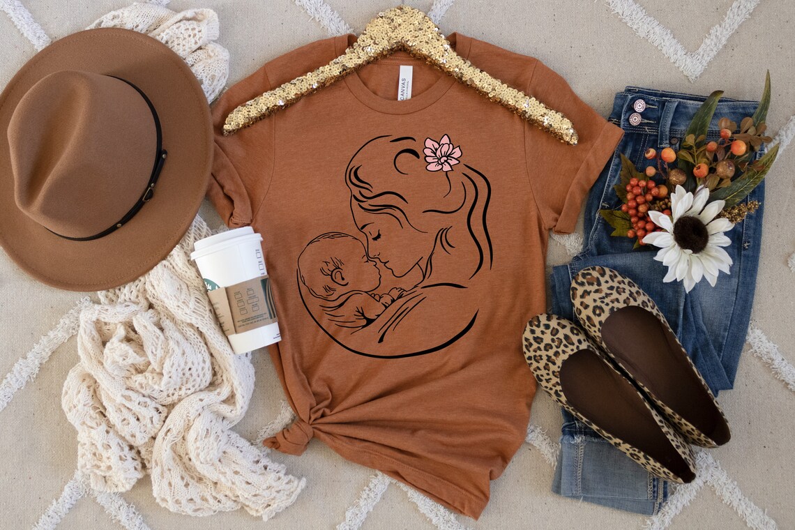 Mother and Child, Mom and Child Line Art, Mother and Child SVG PNG EPS ...