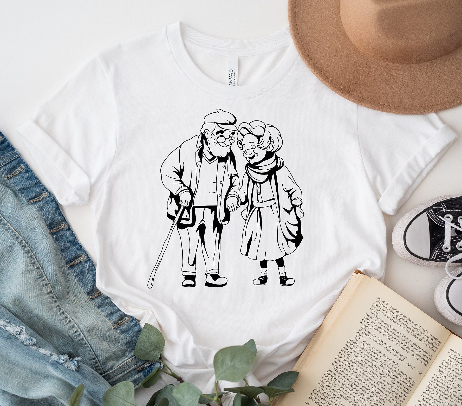 Grandparents Line Art Illustration: Grandma & Grandpa Doodle (SVG, PNG ...