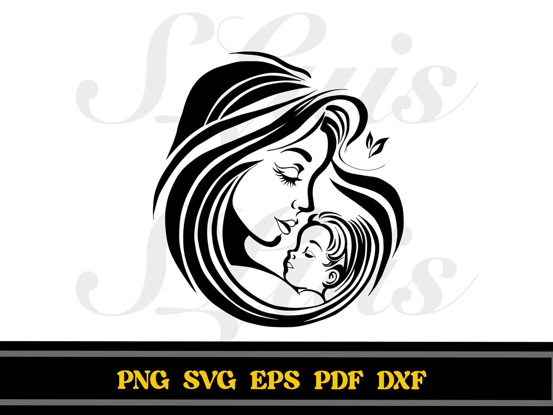 Mother and Child Line Art (svg, Png, Eps, Dxf, Pdf) (digital Download ...