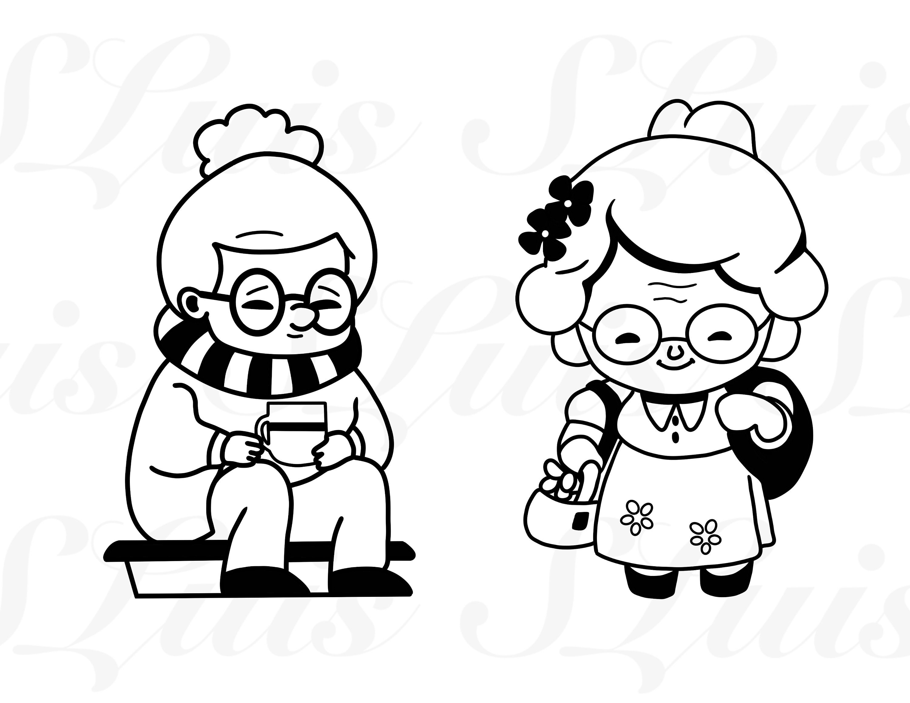 Grandma PNG SVG EPS Pdf Dxf, Grandparent's Day Bundle, Grandparents ...