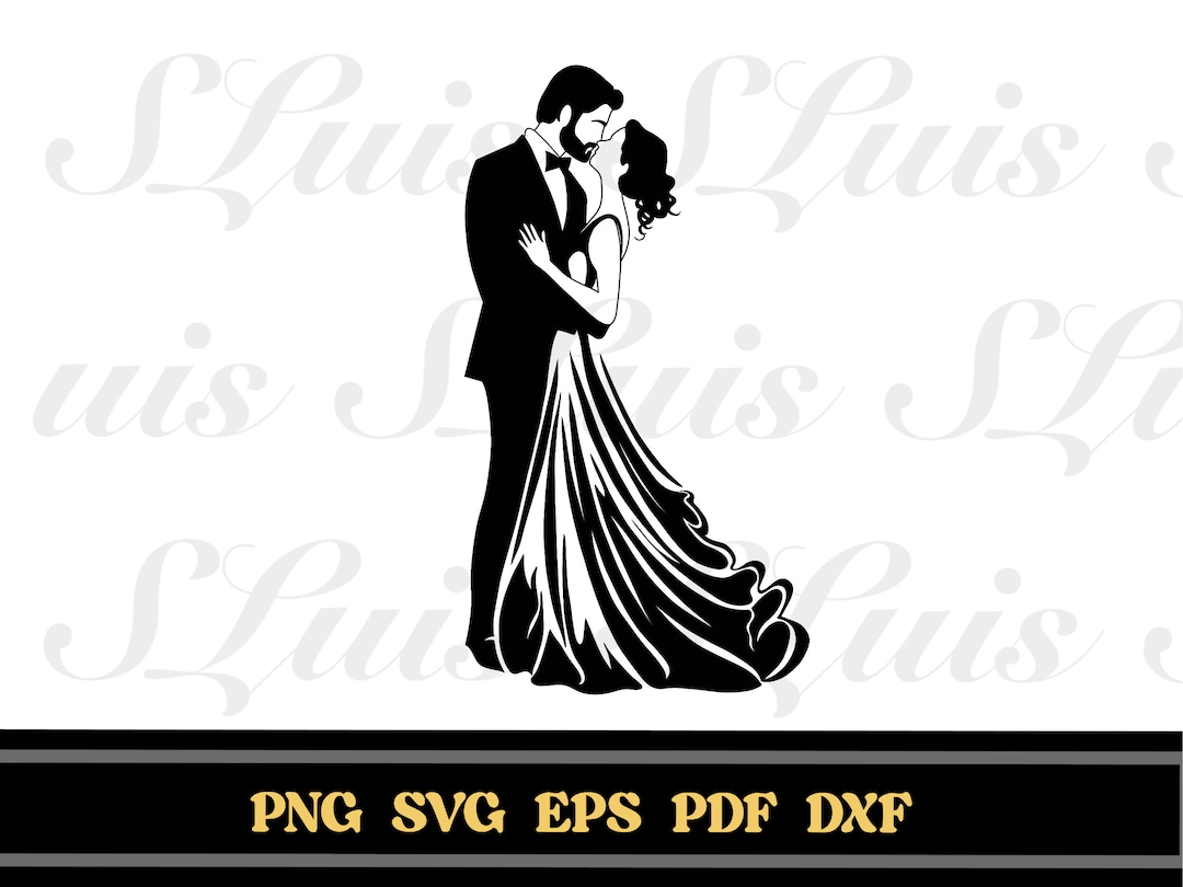 Bride and Groom Silhouette SVG: Wedding Cake Topper (digital Download ...