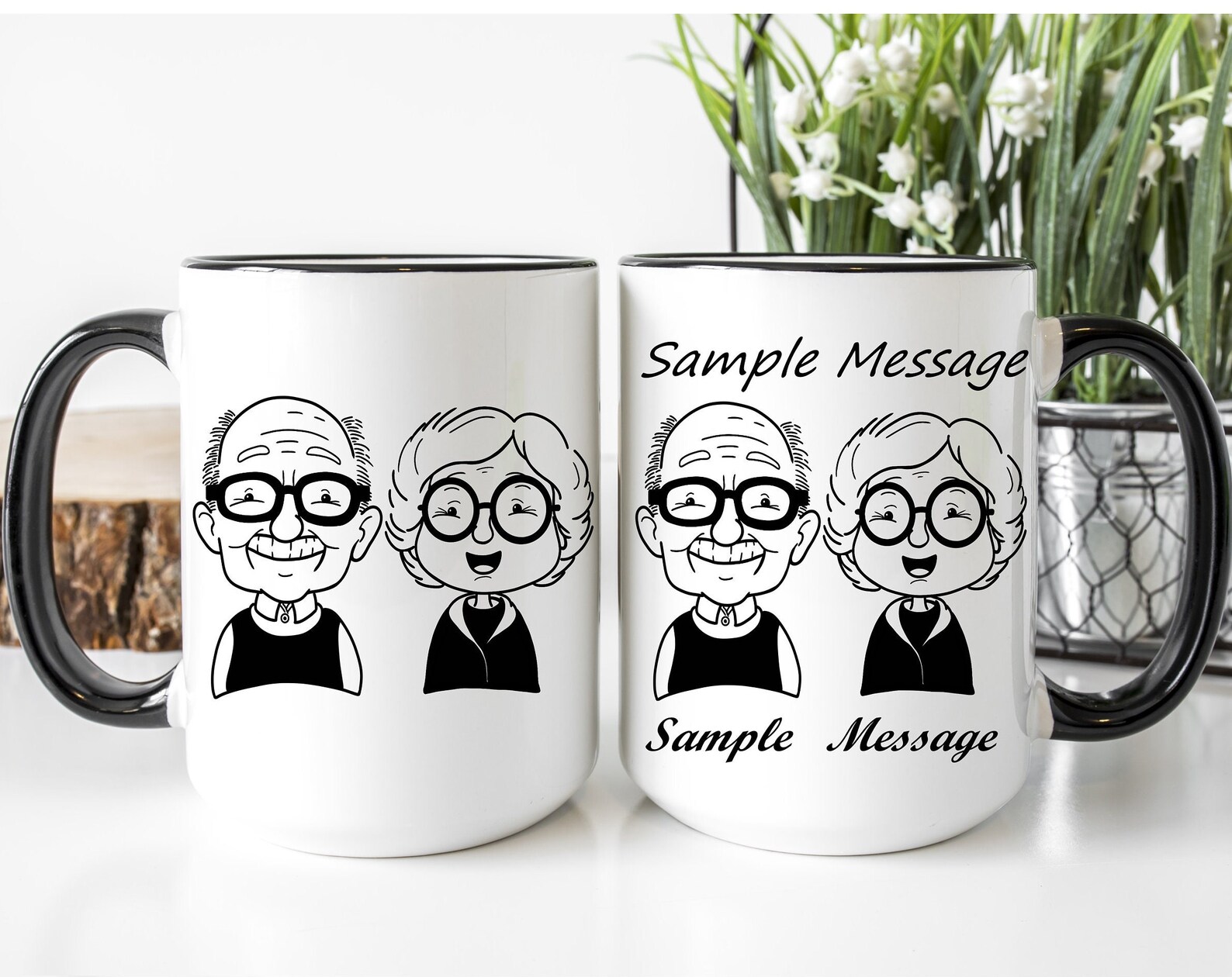 Grandparents Day Line Art: Grandma and Grandpa Doodle (SVG, PNG, PDF ...