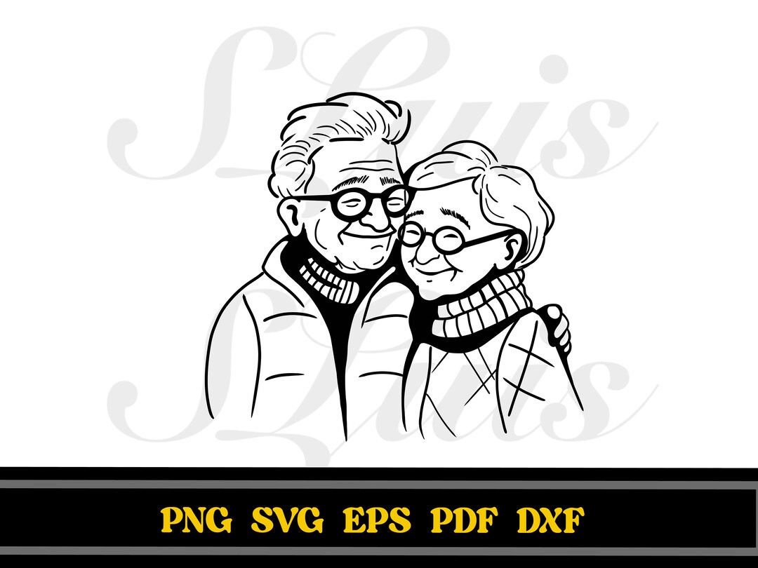 Vovó e Vovô, Amor de Vovó e Vovô, Dia dos Avós, Vovó e Vovô Doodle SVG ...