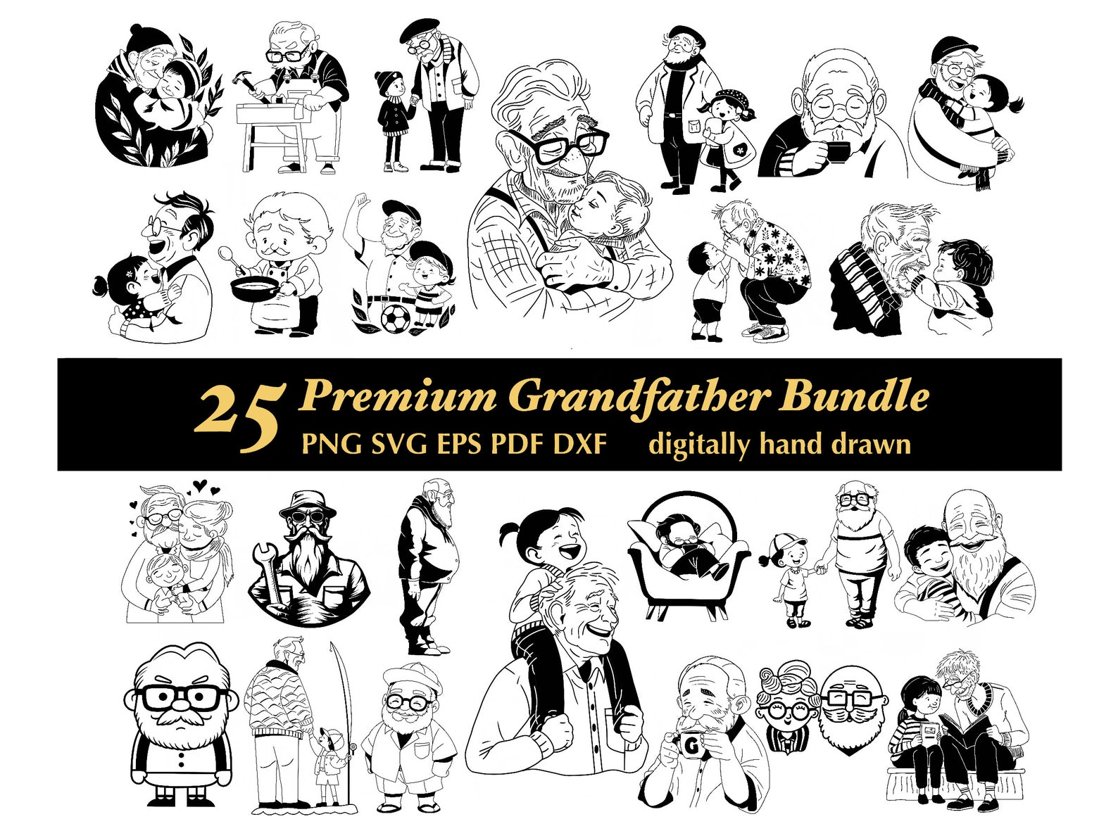 Grandfather PNG SVG EPS Pdf Dxf, Grandparent's Day Svg, Grandpa Png Svg ...