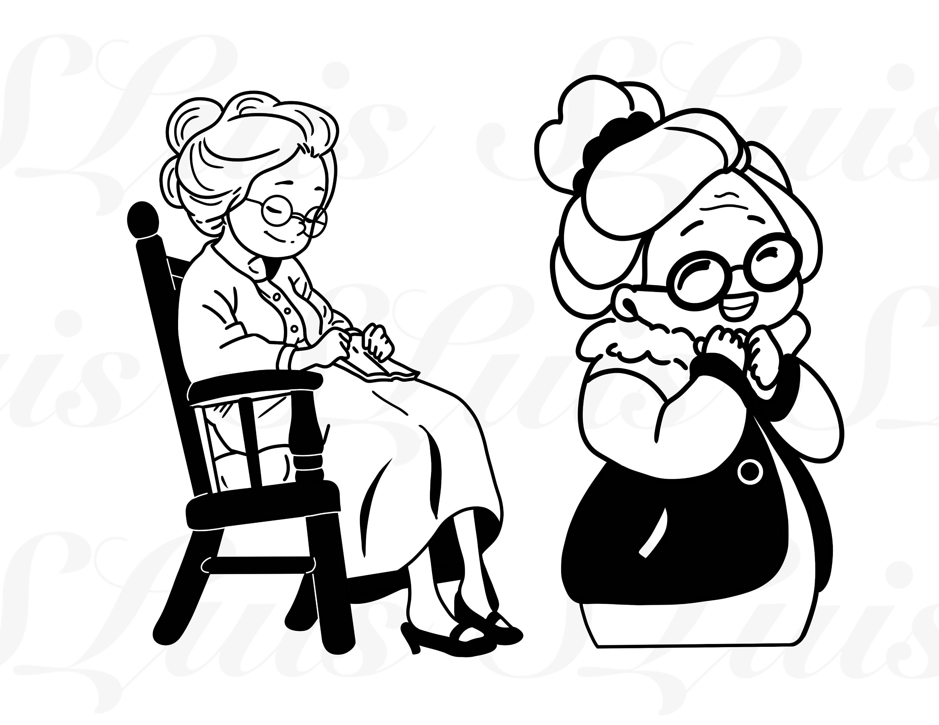 Grandma PNG SVG EPS Pdf Dxf, Grandparent's Day Bundle, Grandparents ...