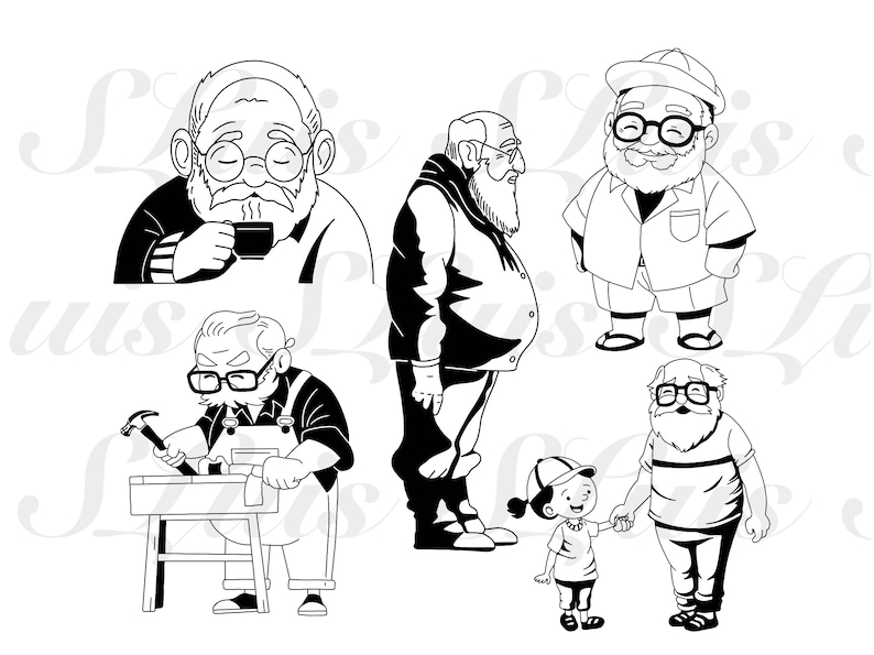 Grandfather PNG SVG EPS Pdf Dxf, Grandparent's Day Svg, Grandpa Png Svg ...