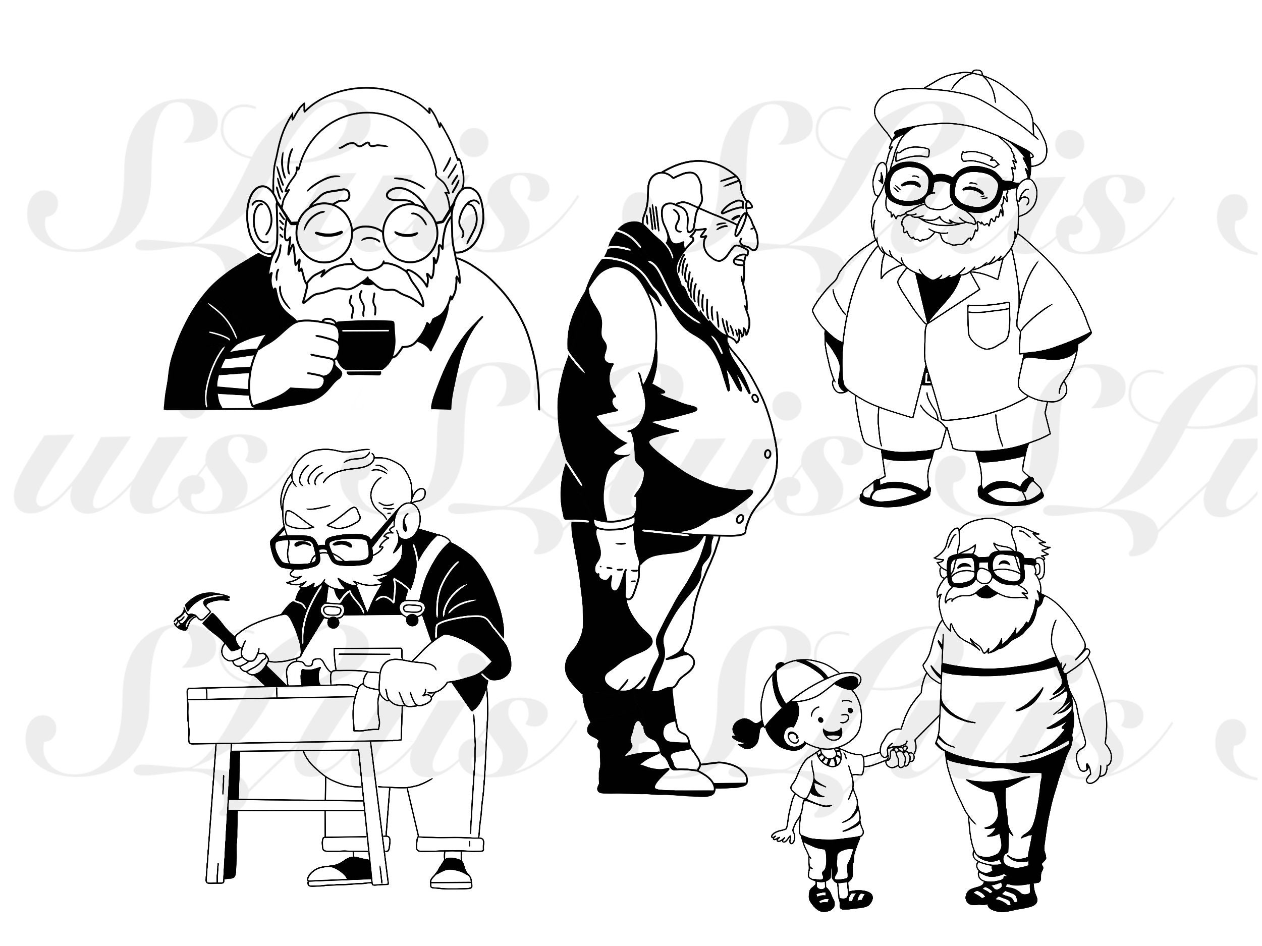 Grandfather PNG SVG EPS Pdf Dxf, Grandparent's Day Svg, Grandpa Png Svg ...