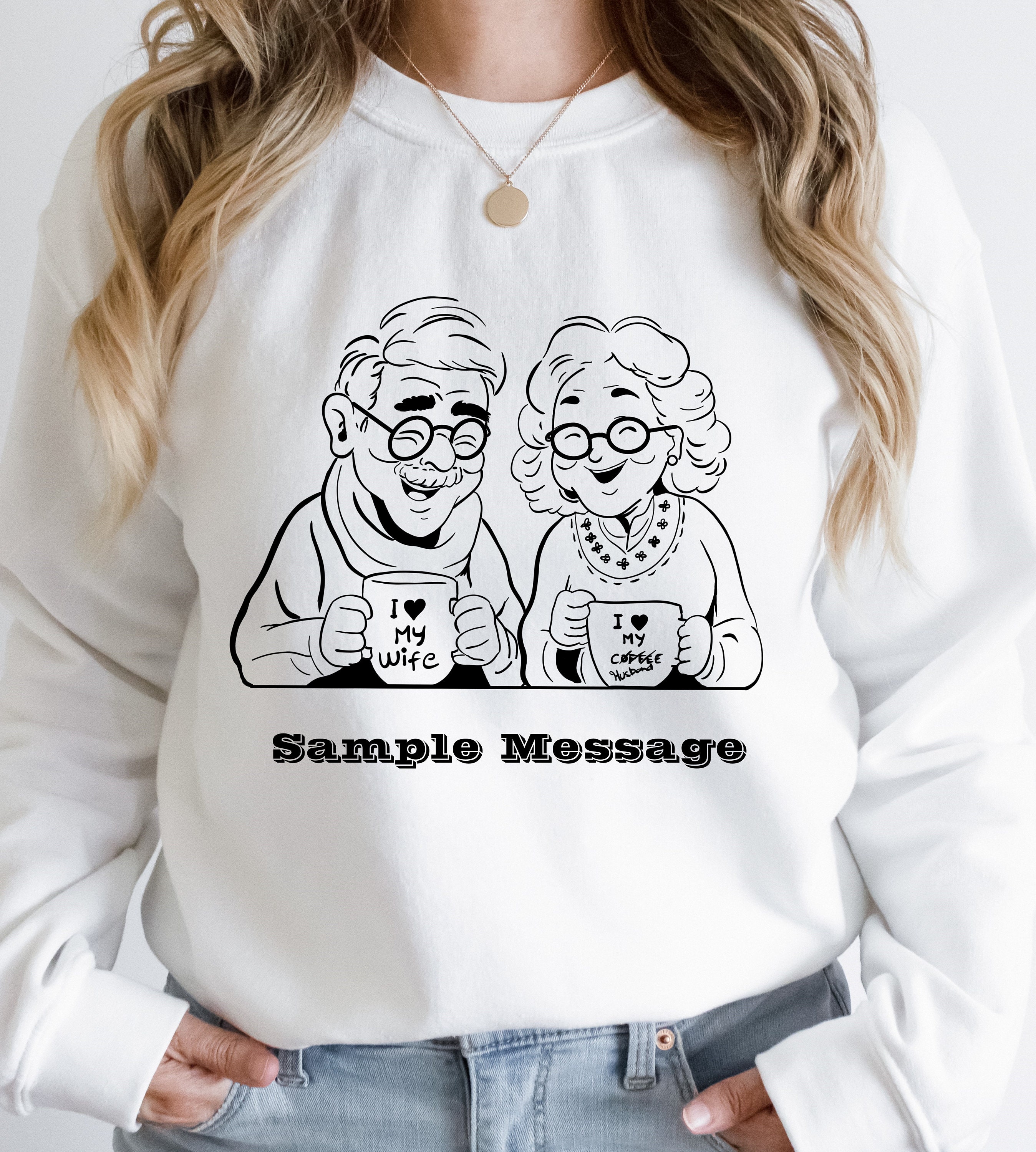 Grandparents Coffee Doodle SVG: Grandma Grandpa Line Art (digital ...