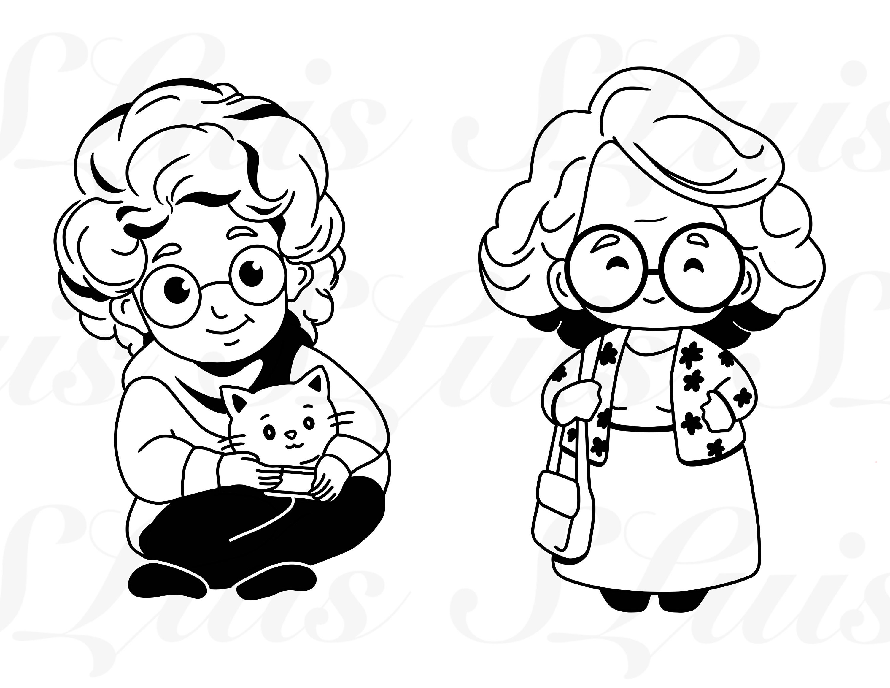 Grandma PNG SVG EPS Pdf Dxf, Grandparent's Day Bundle, Grandparents ...