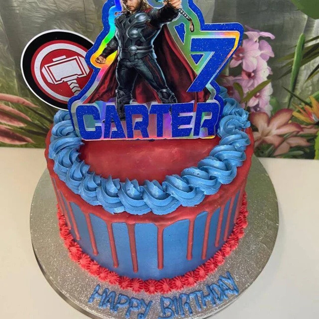 Personalised Thor Themed Cake Topper Package - Etsy