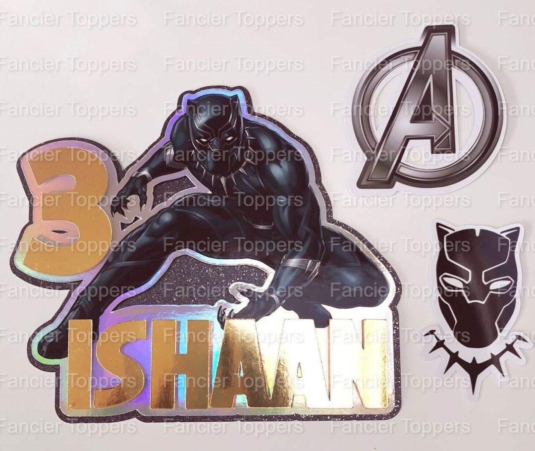 Personalised Black Panther Themed Cake Topper Package - Etsy