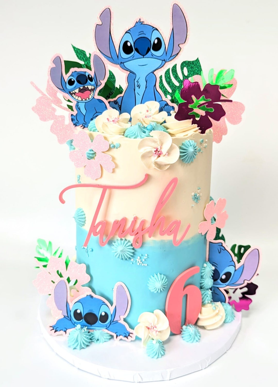 Stitch Cake Topper Package With Safari Jungle Hibiscus Leaves and ...