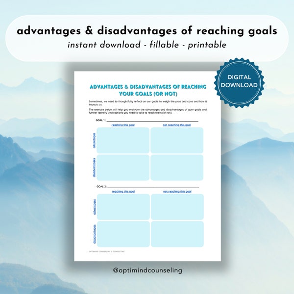 Counseling Goal Setting Worksheets - Etsy
