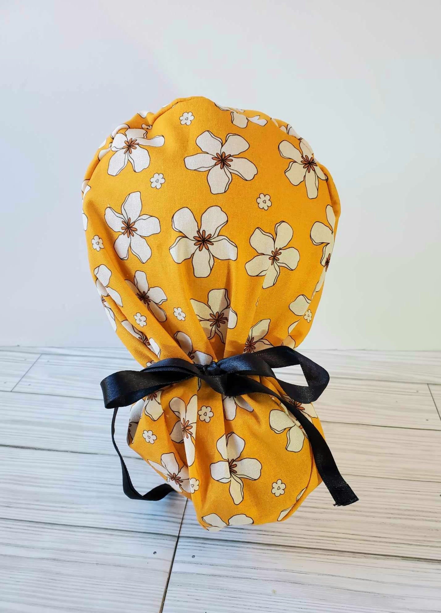Scrub Caps Mustard Floral ,surgical Caps Women,scrub Cap Floral,scrub ...