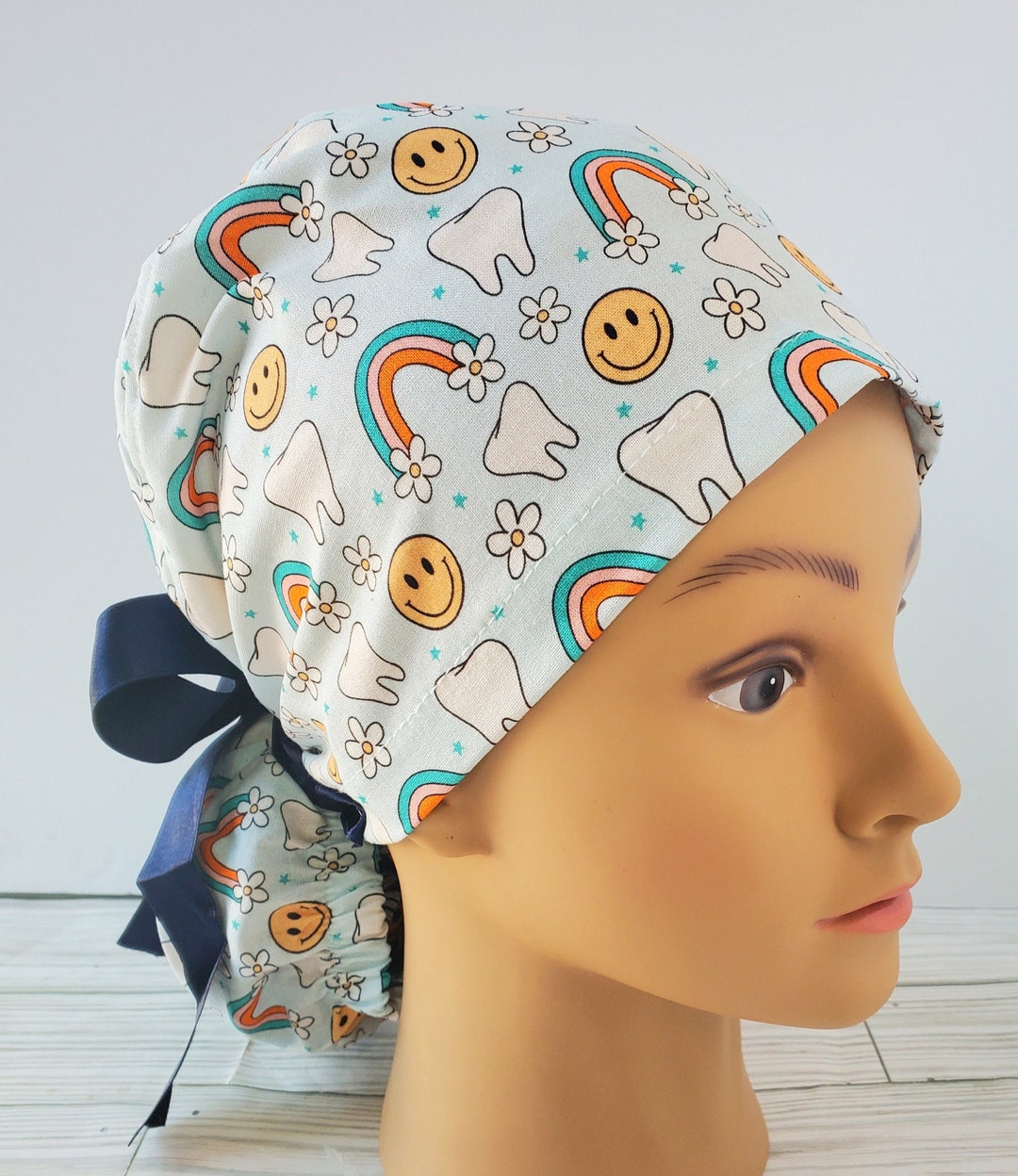Dental Scrub Caps, Dentistry Scrub Cap Happy Retro, Tooth Surgical Caps ...