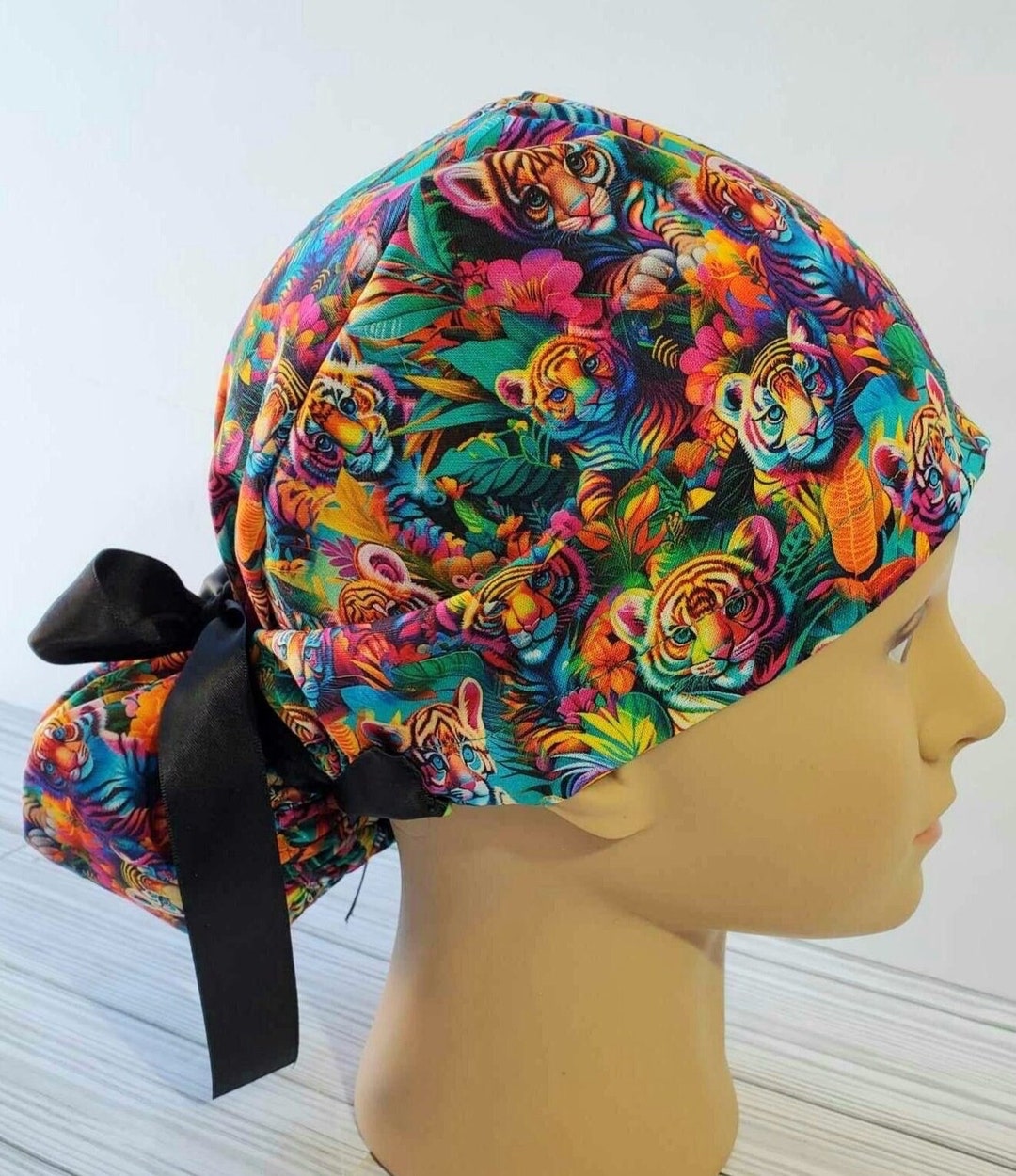 Rainbow Tigger Europonytail Scrub Cap: Pediatric Doctor Gift - Etsy