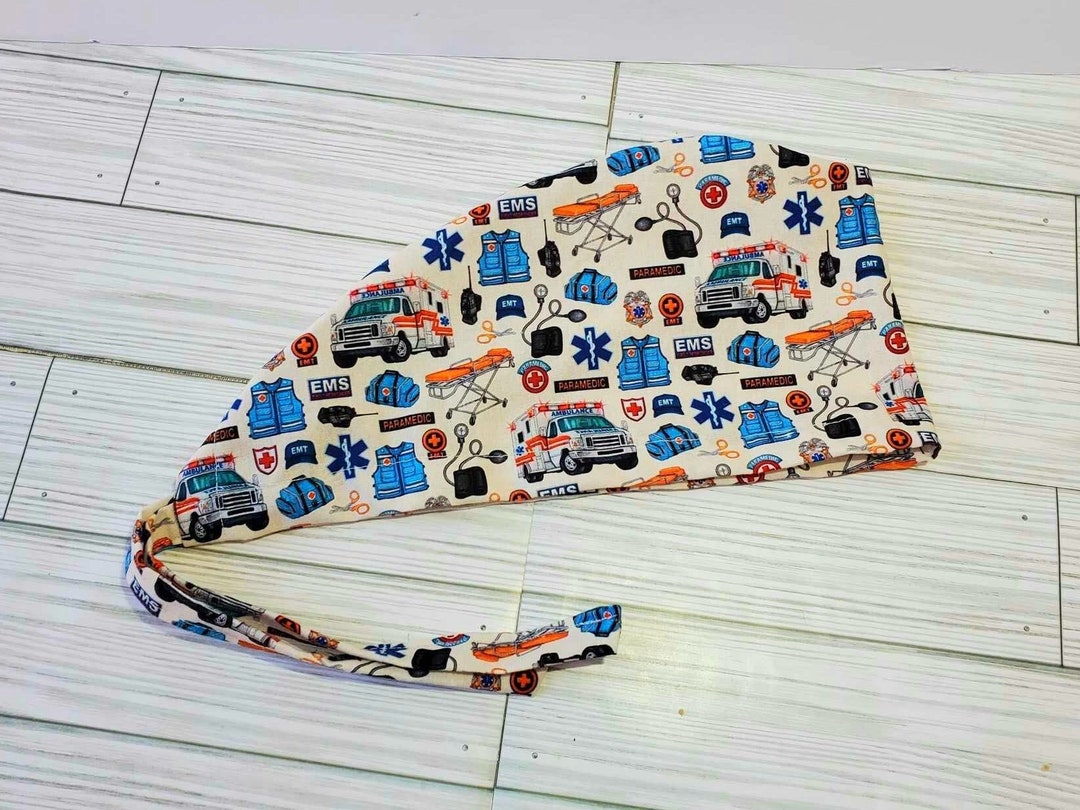 Emergency Services Scrub Cap,emt Star of Life Scrub Cap Euro, Paramedic ...