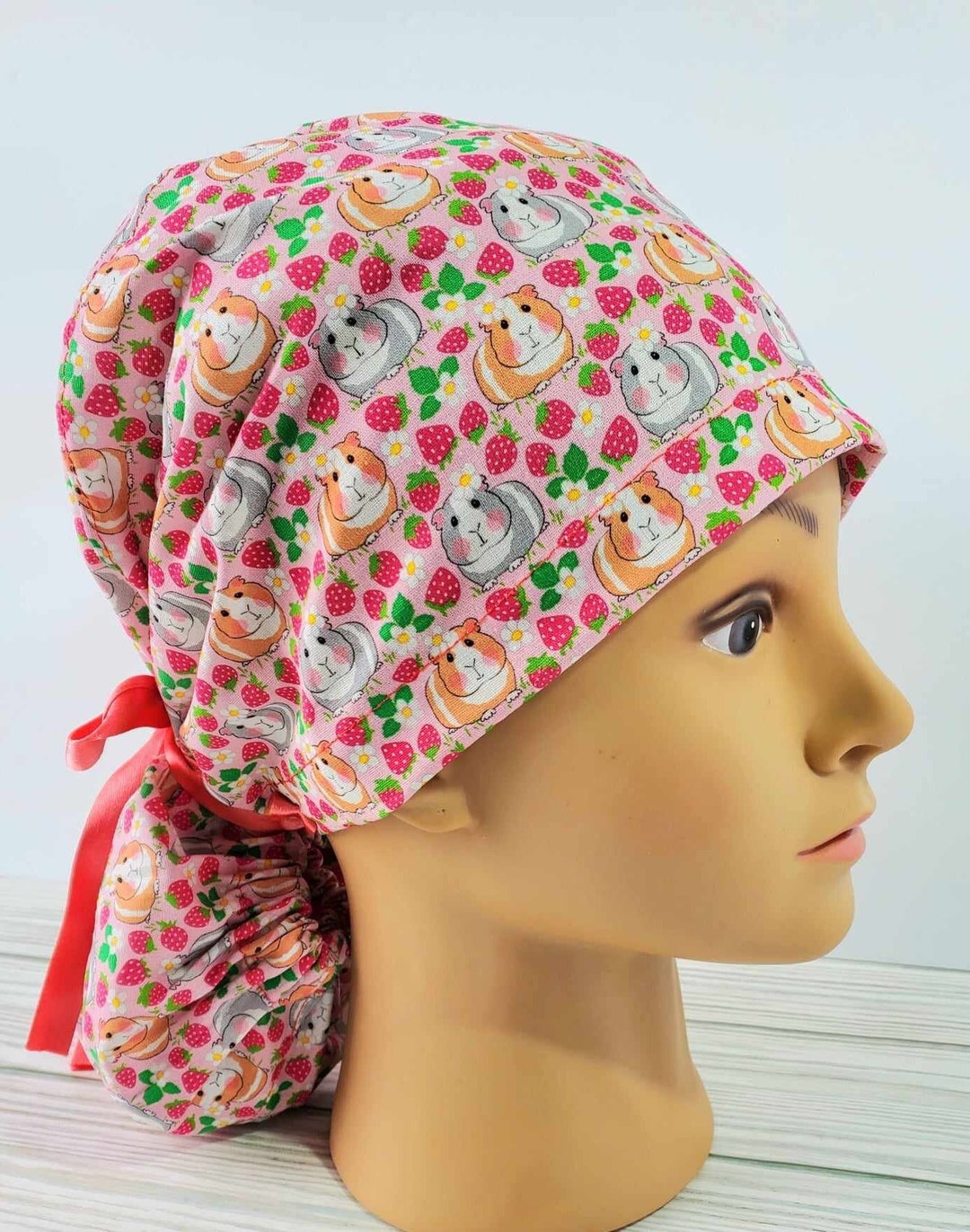 Scrub Cap Guinea Pig,surgical Cap Ponytail Funny Strawberry,pediatric ...