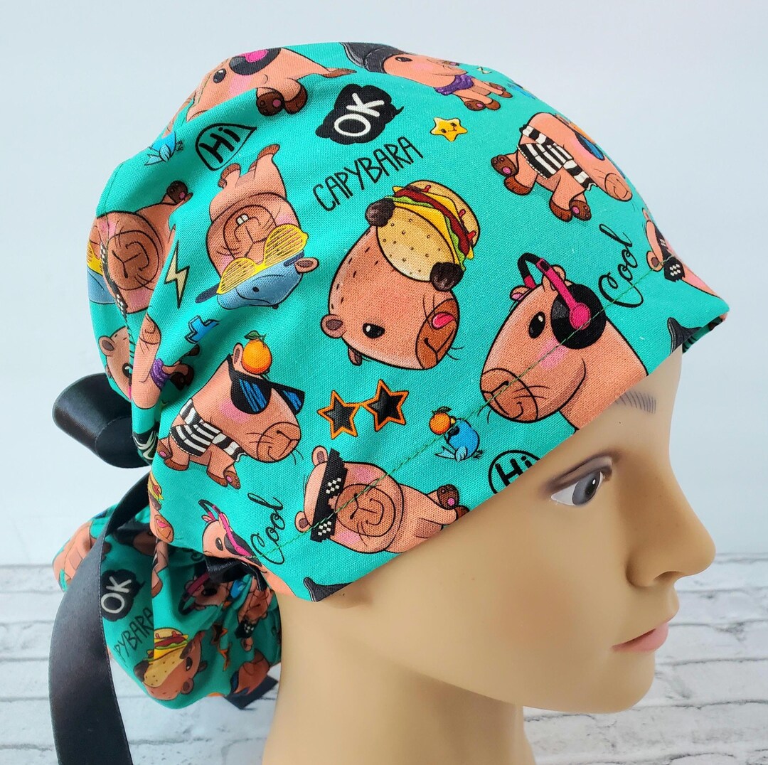 Scrub Cap Capybara,surgical Cap Funny,surgical Cap Coffee Late,scrub ...