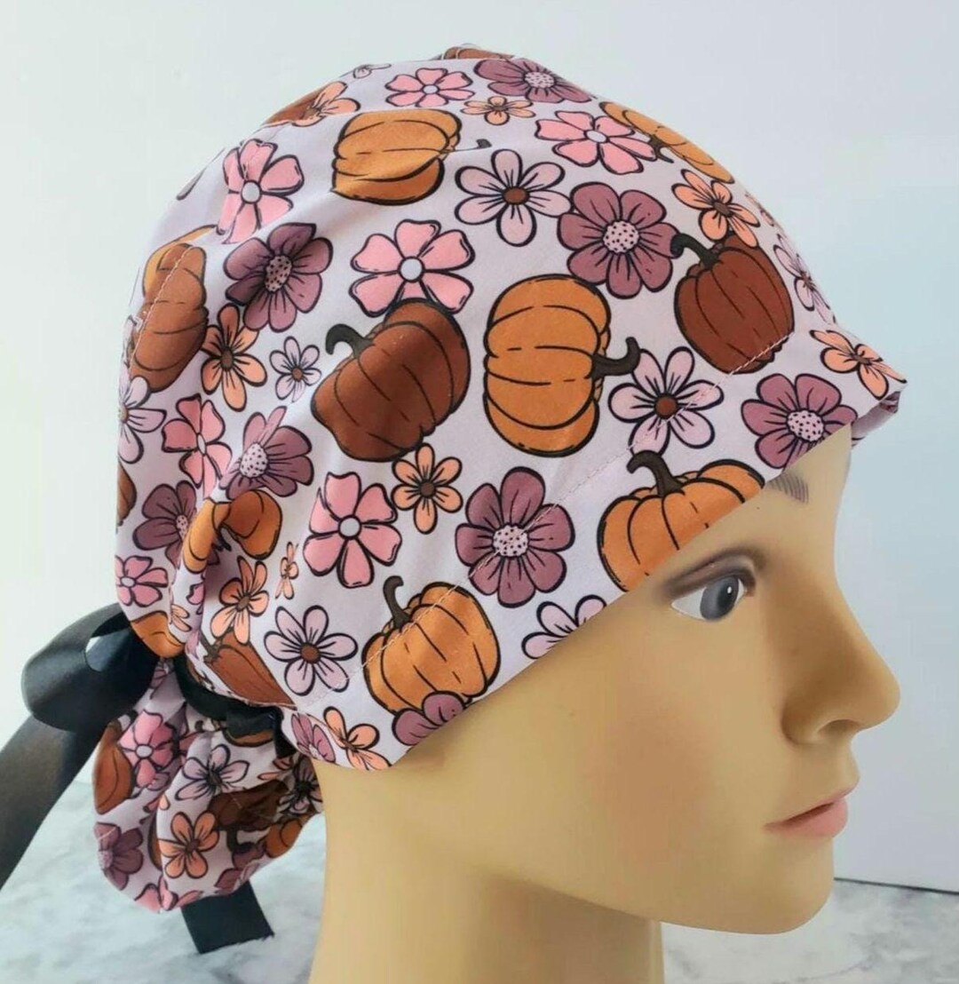 Fall Scrub Cap,scrub Cap Pumpkin,scrub Cap Flowers Autumn,scrub Cap ...