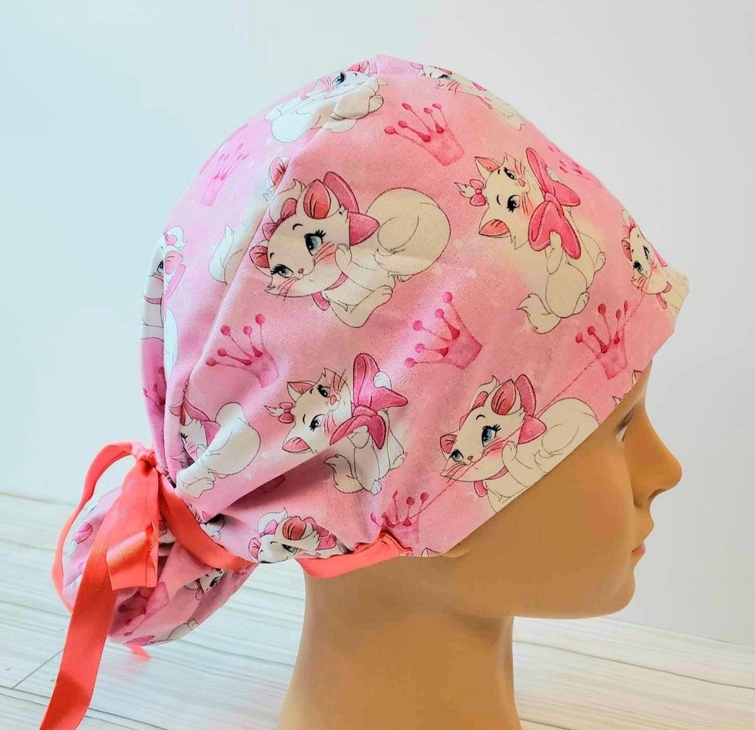 Euro Ponytail Scrub Cap Cat,surgical Cap Ponytail Cute,pediatric Nurse ...
