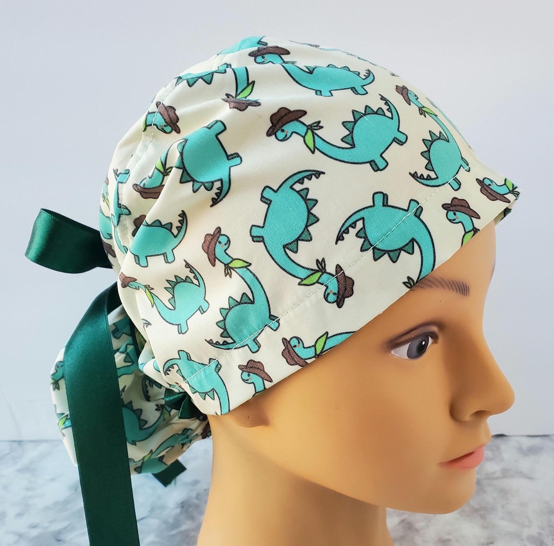 Euro Scrub Cap Western Dinosaur,scrub Cap Cowboy Dinosaur,scrub Cap Hat ...