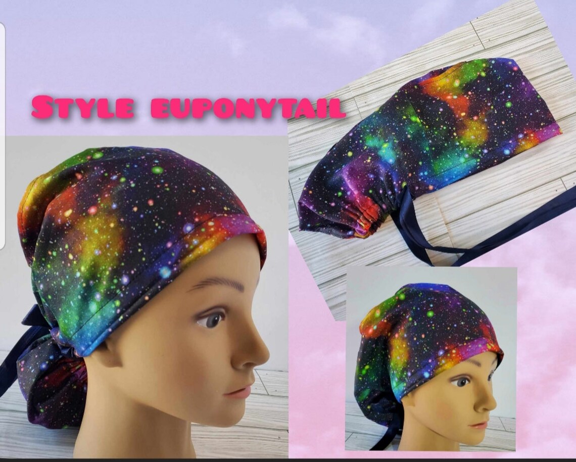 Euro Ponytail Scrub Cap Cat,surgical Cap Ponytail Cute,pediatric Nurse ...