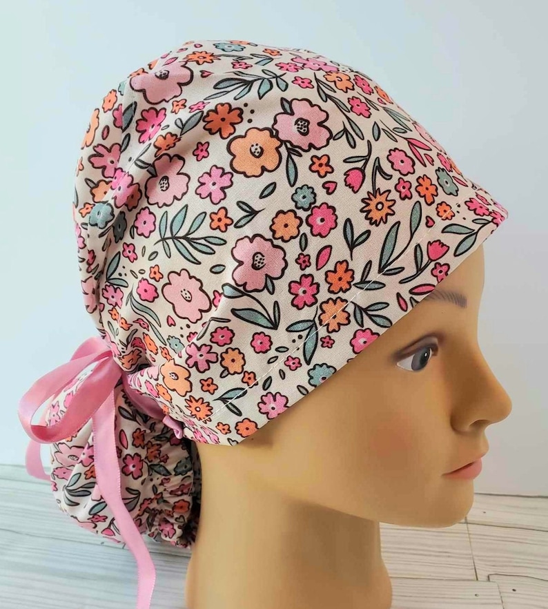 Euro Ponytail Scrub Cap the Little Flowers,surgical Cap Type Ponytail ...