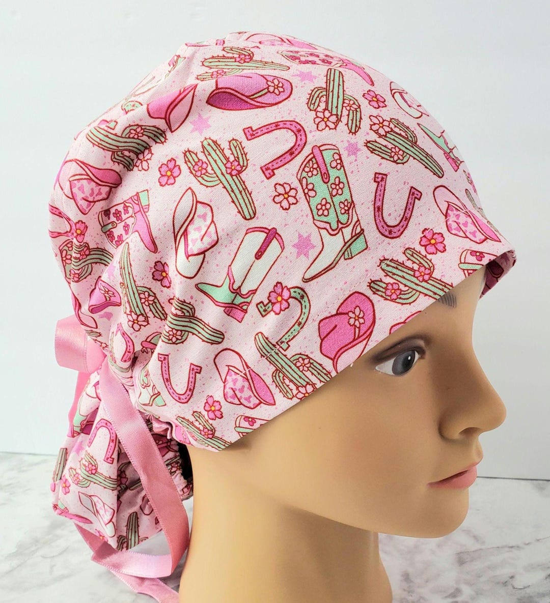 Euro Scrub Cap Western Hat Pink,scrub Cap Cowboy,scrub Cap Boots,scrub ...