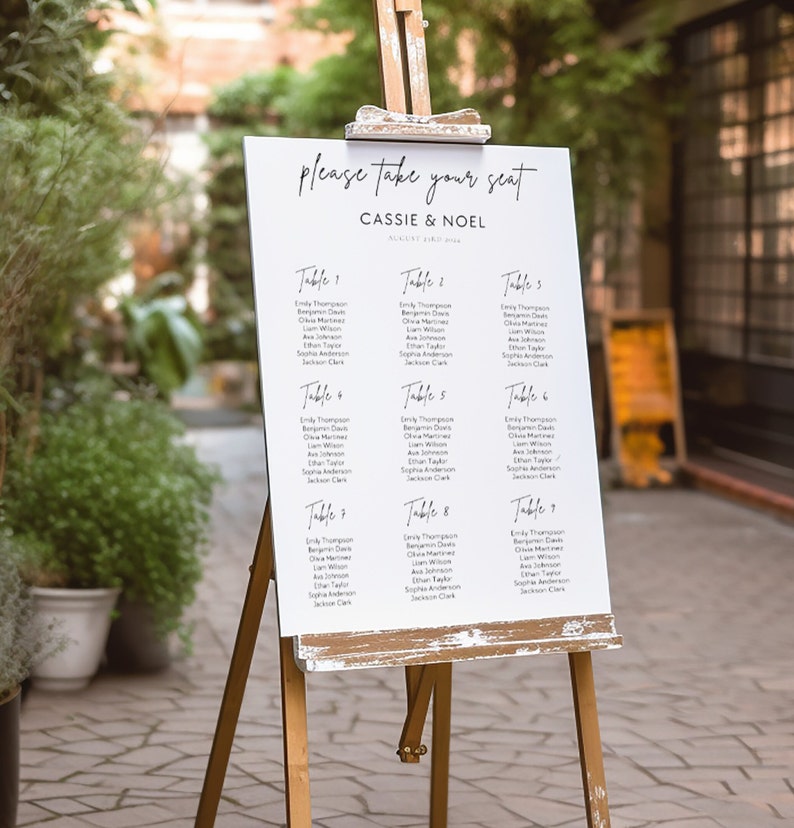 Seating Chart Template Large Wedding Sign Editable Wedding - Etsy