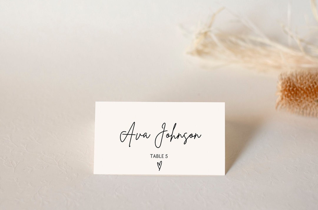 Modern Place Card Template, Wedding Place Name, DIY Printable, Minimal ...