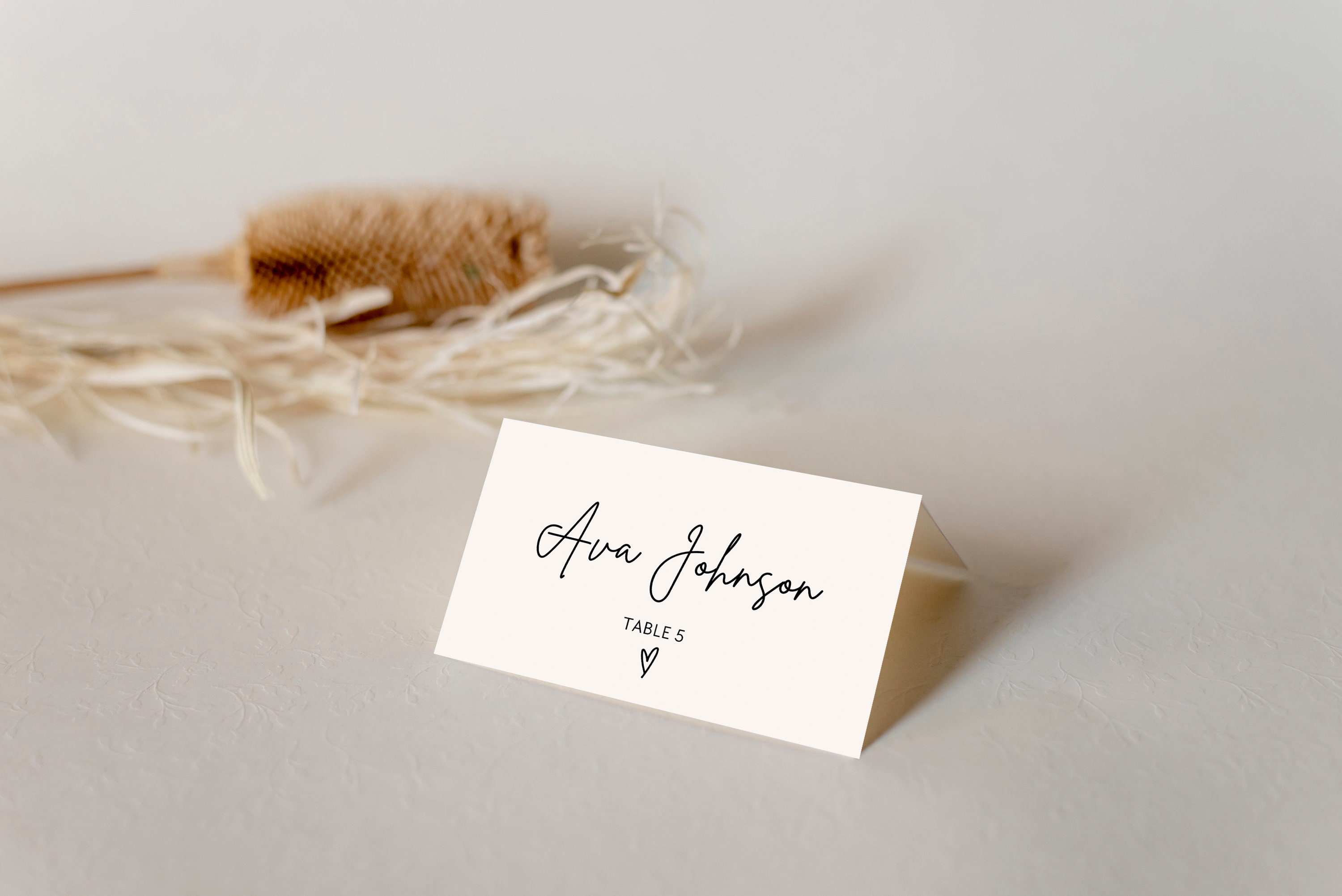 Modern Place Card Template, Wedding Place Name, DIY Printable, Minimal Name Card, Signage ...