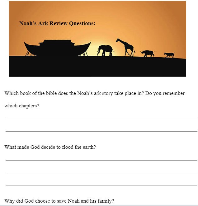 Noah's Ark Bible Lesson for School-aged Children (6-12) - Etsy