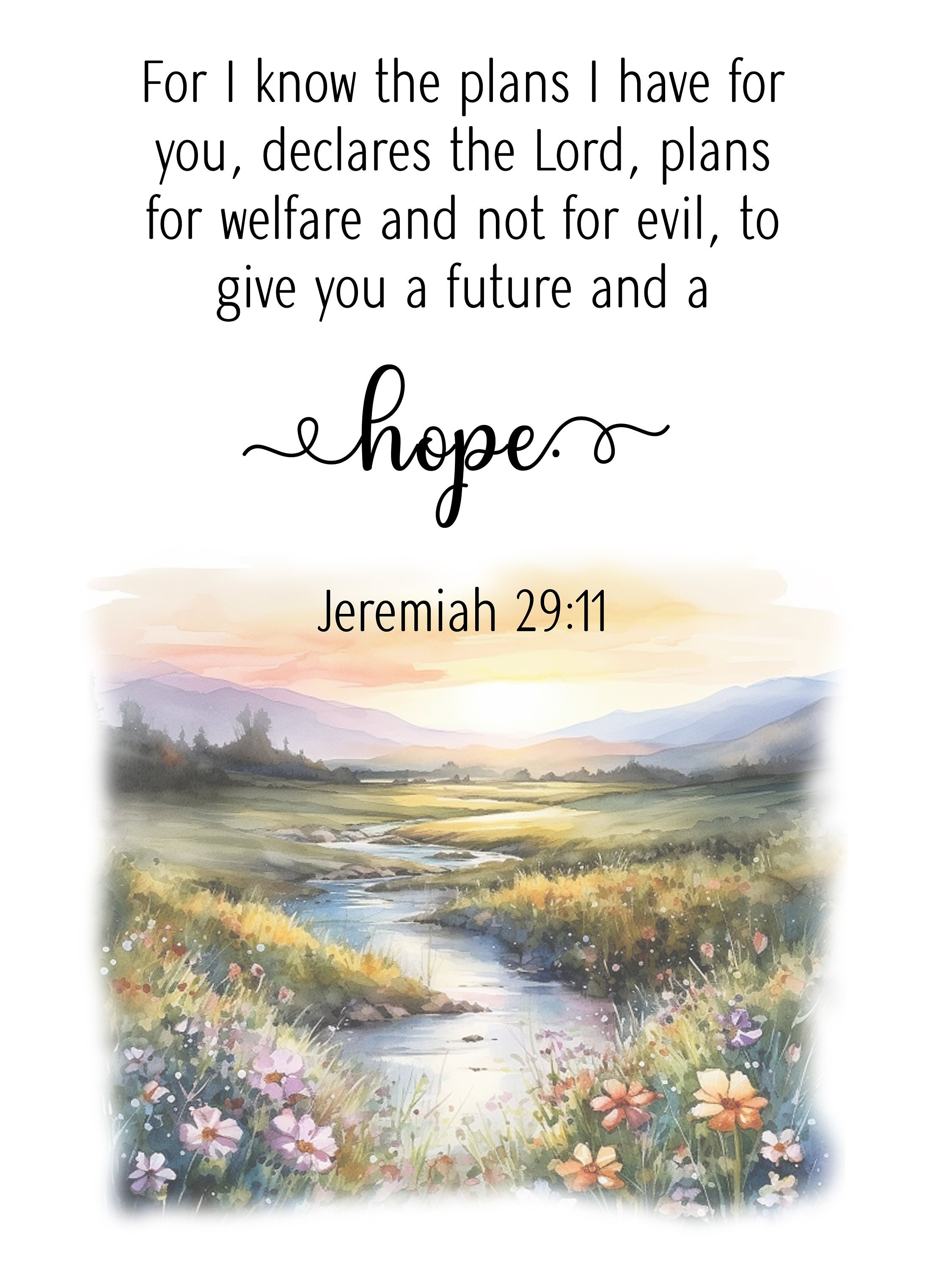 Jeremiah 29:11 Bible Verse Print Scripture Printable Inspirational ...
