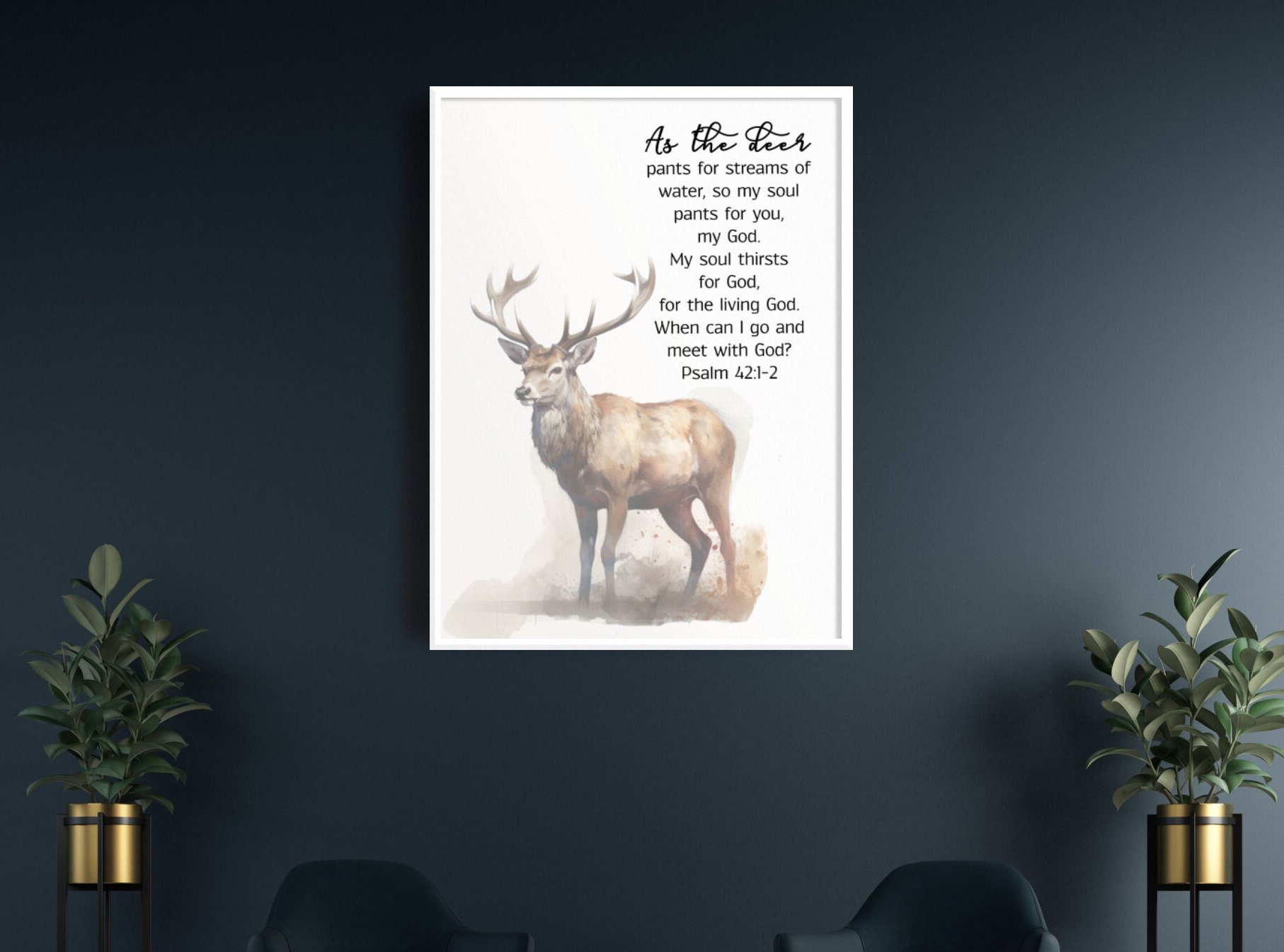 Ps 42:1-2 Bible Verse Print Scripture Printable Inspirational Painting ...