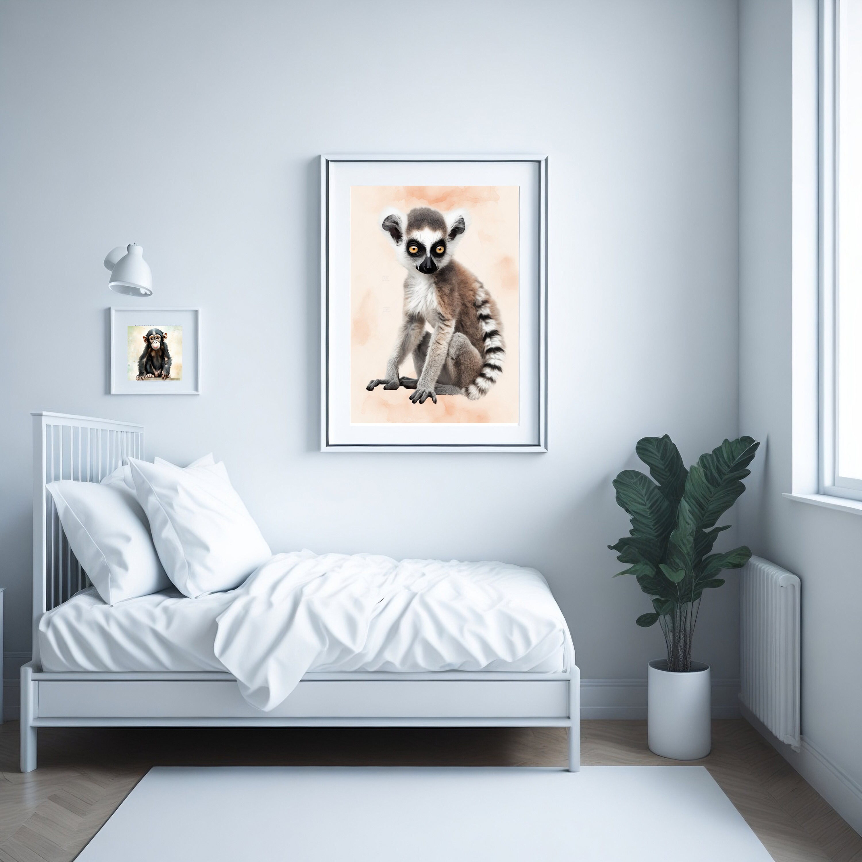 Cute Baby Lemur Print Kids Room or Nursery Childrens Wall Art Décor ...