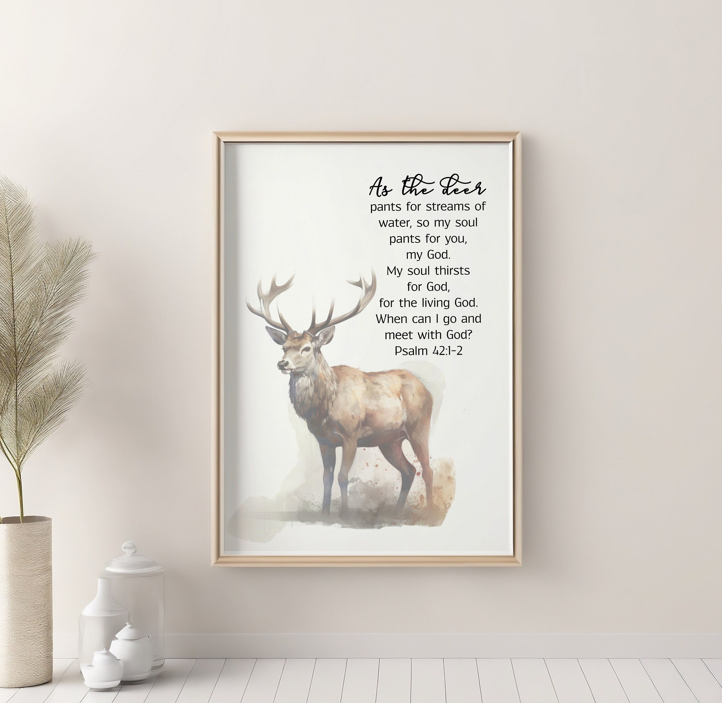 Ps 42:1-2 Bible Verse Print Scripture Printable Inspirational Painting ...