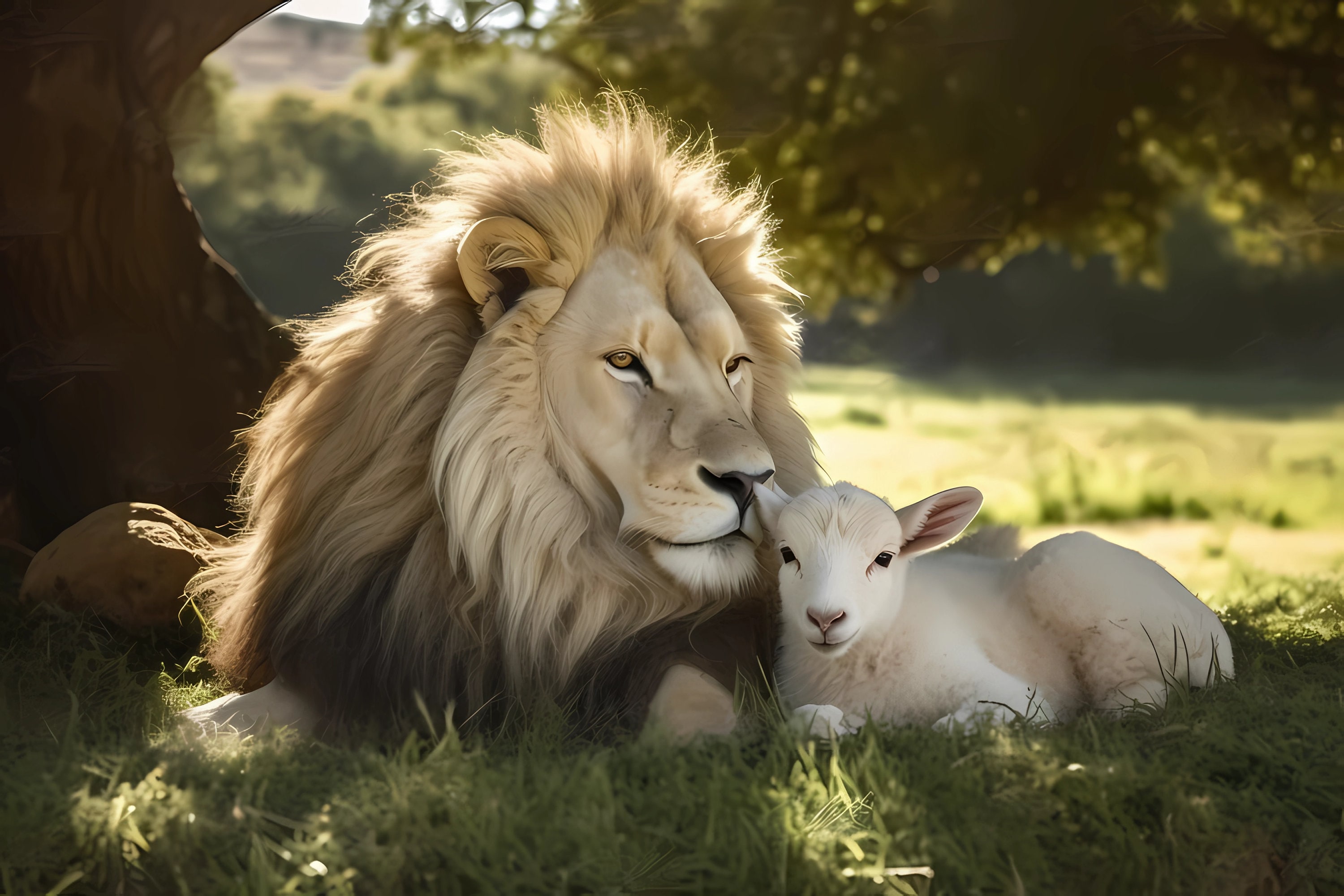 Lion and Lamb Wall Art Printable Lion Print Majestic Lion Wall Art ...