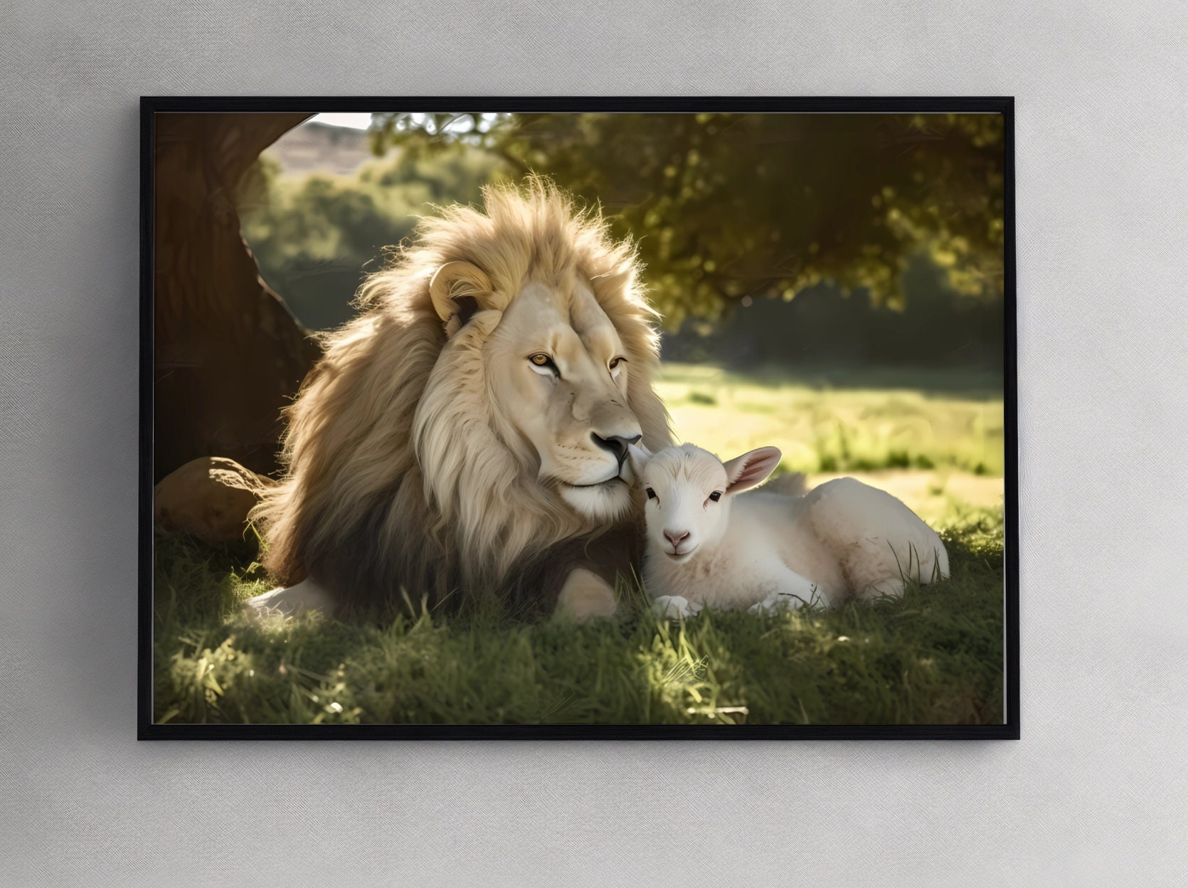 Lion and Lamb Wall Art Printable Lion Print Majestic Lion Wall Art ...