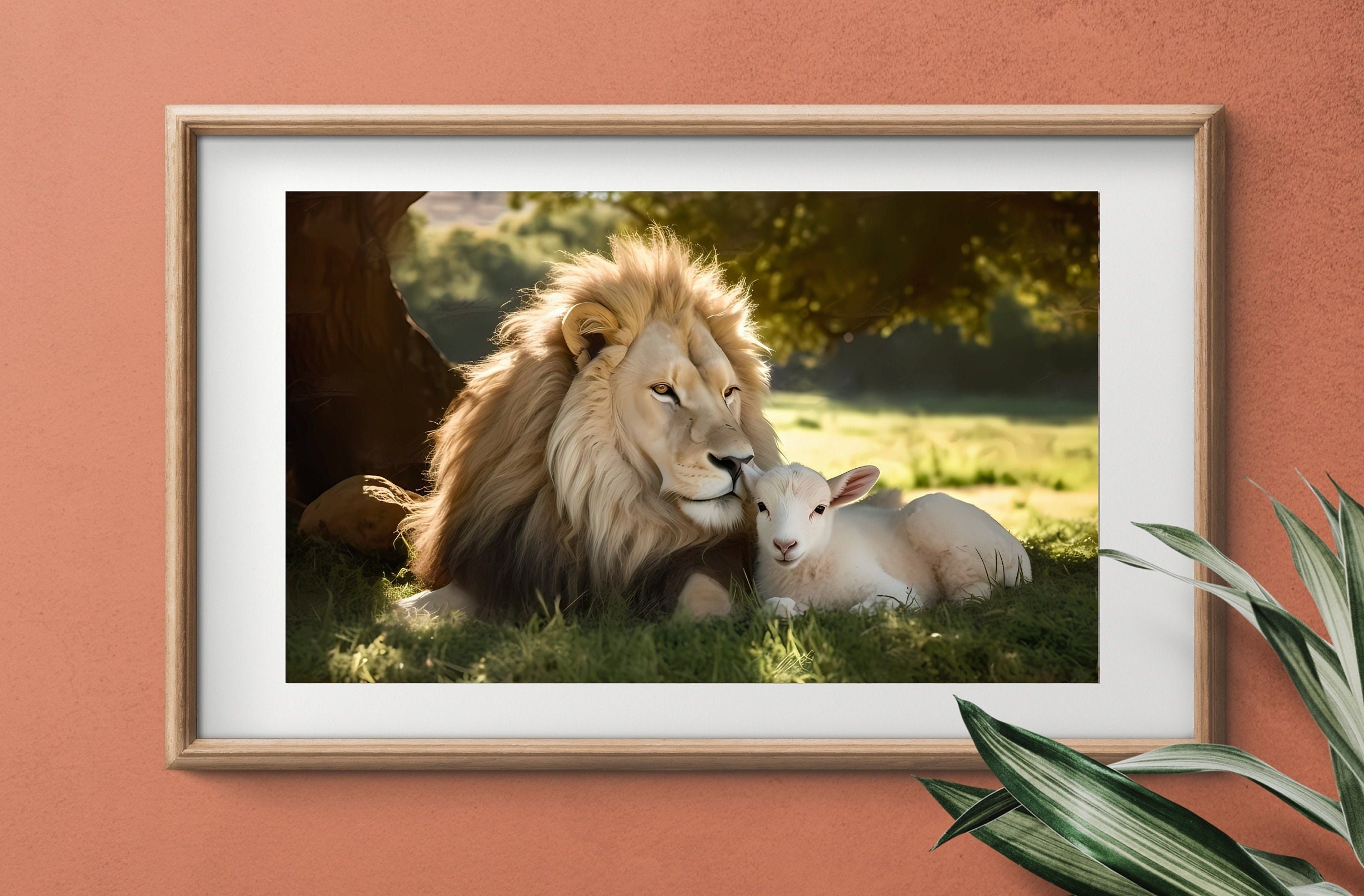 Lion and Lamb Wall Art Printable Lion Print Majestic Lion Wall Art ...