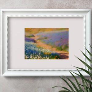 Path in Spring Meadow Art Printable Wildflower Landscape Flower Field ...