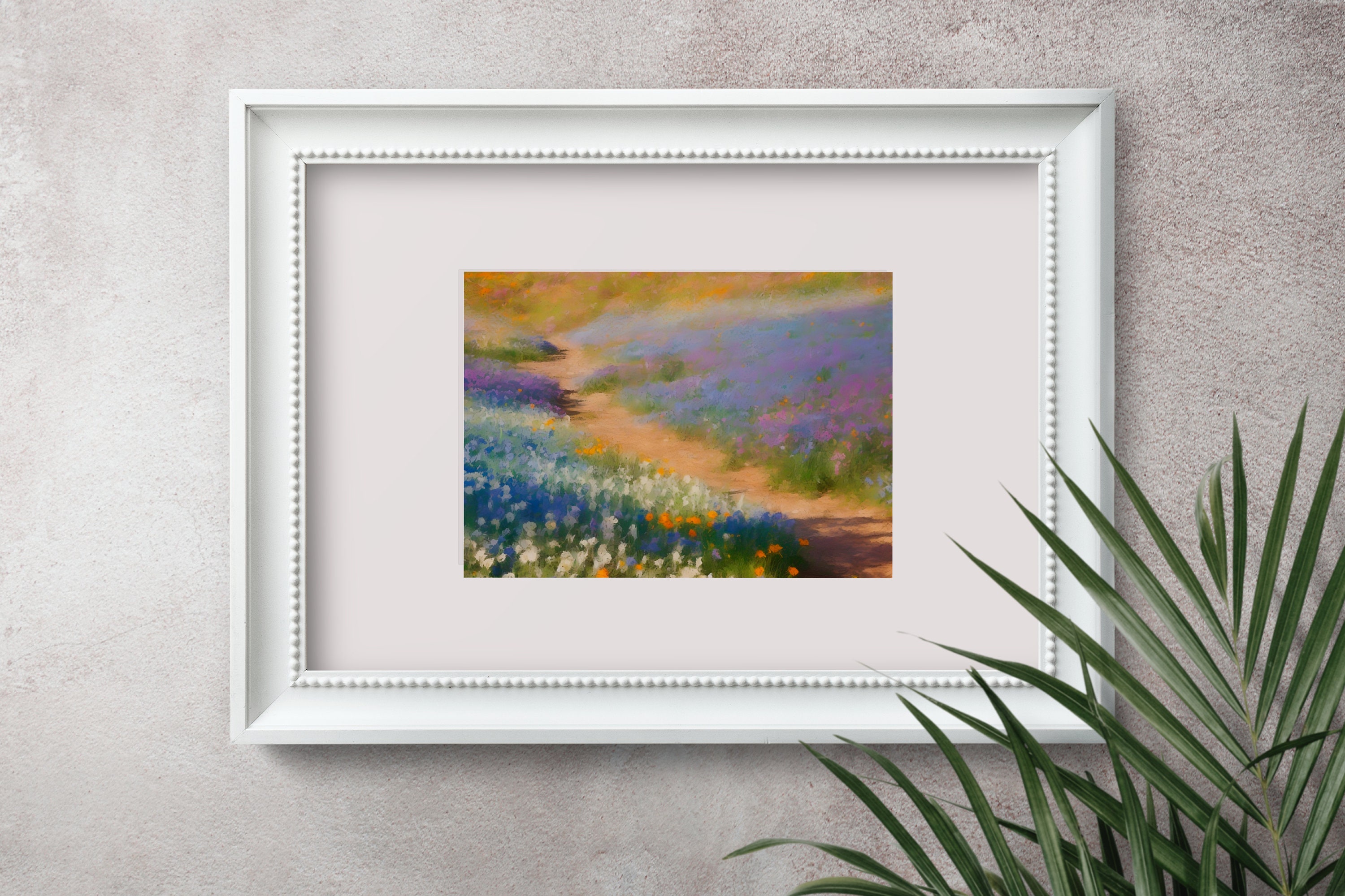 Path in Spring Meadow Art Printable Wildflower Landscape Flower Field ...